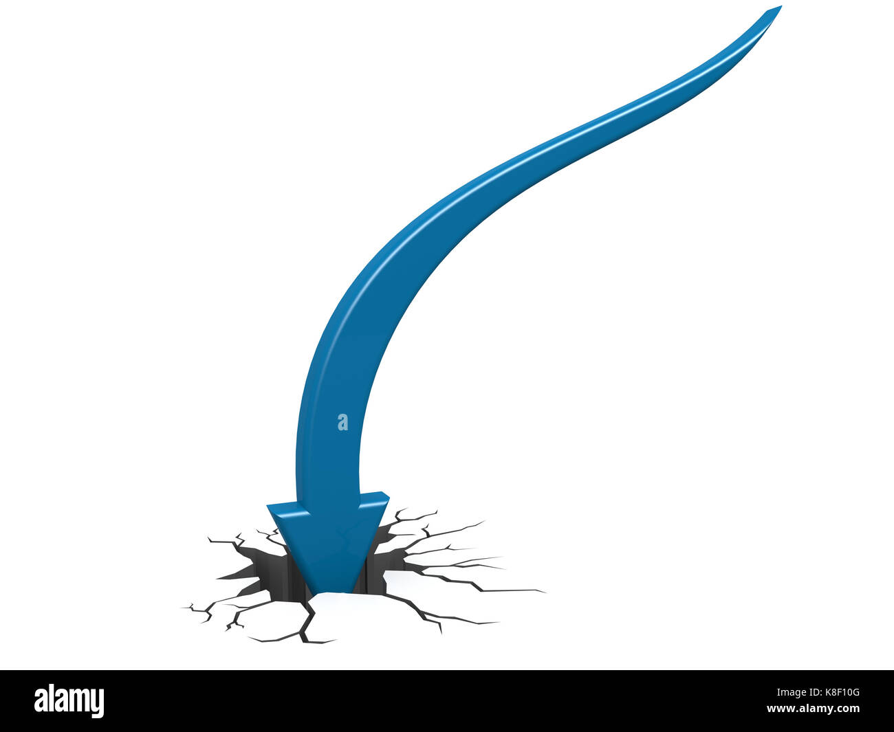 Blue arrow down Stock Photo - Alamy