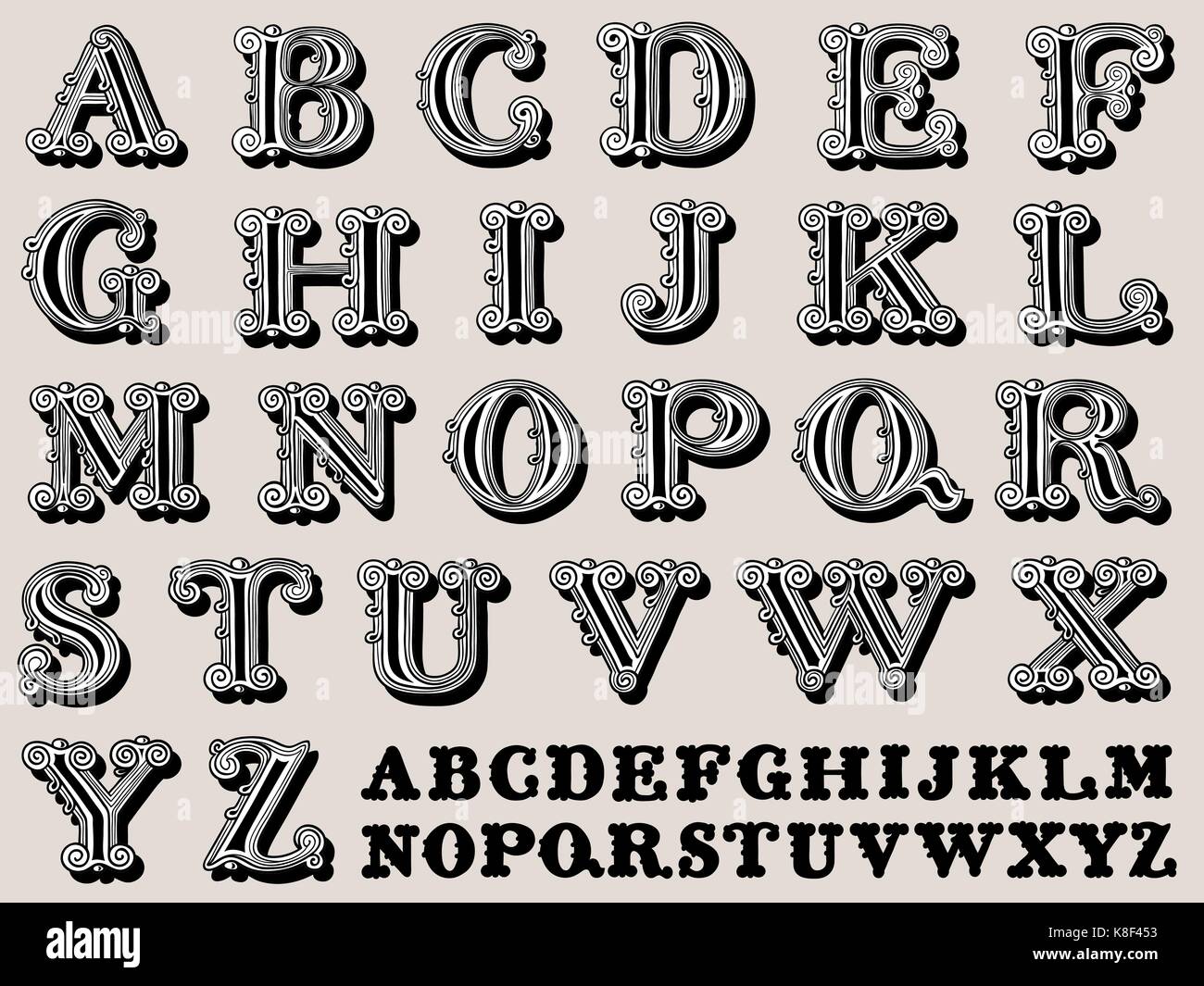 Retro vector illustration of a complete vintage styled alphabet set in ...