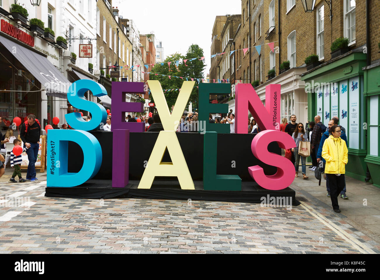 Seven Dials, Covent Garden, London, UK. “Spotlight17” a London street ...