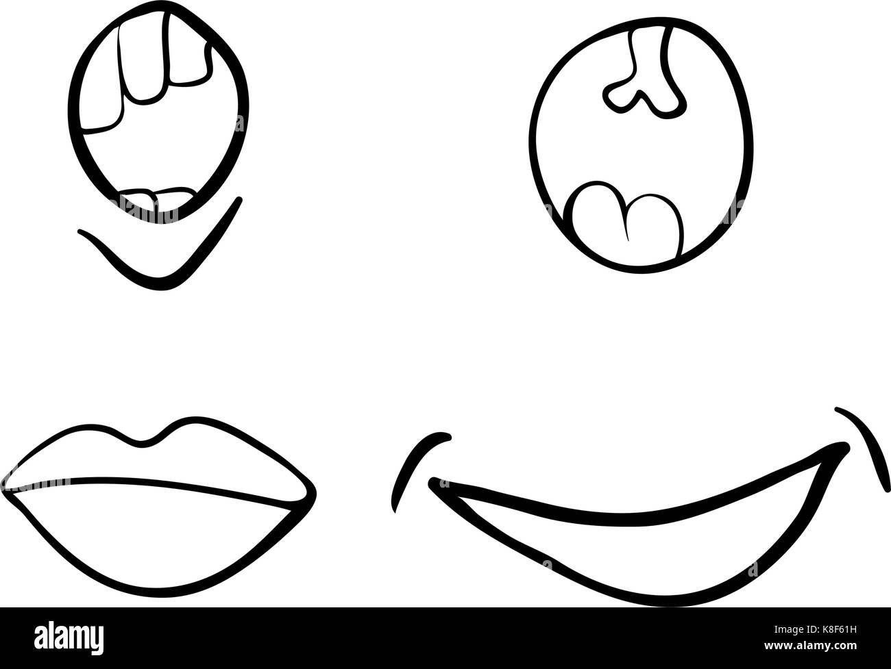 cartoon simple smile set vector symbol icon design. Beautiful ...