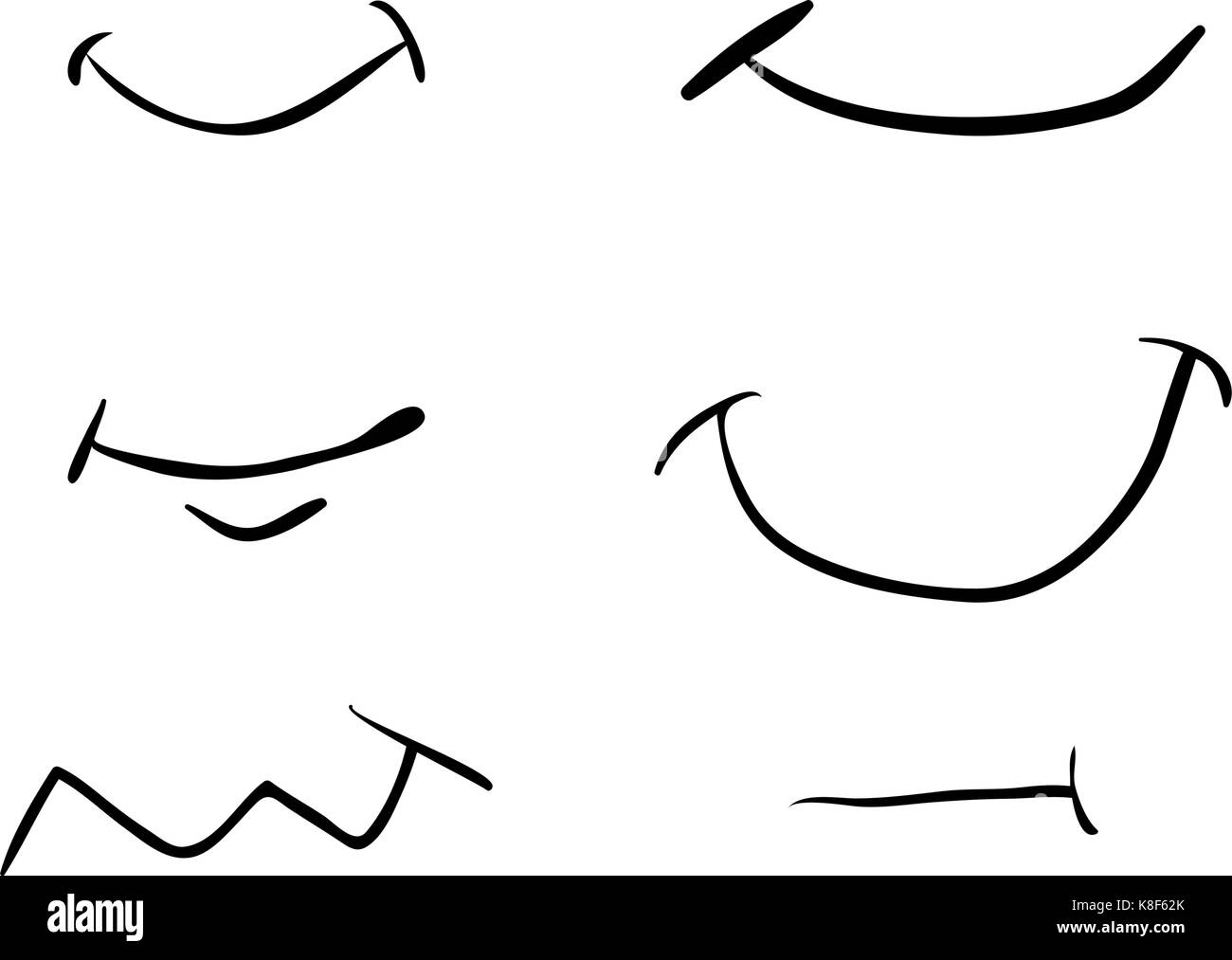 cartoon simple smile set vector symbol icon design. Beautiful ...