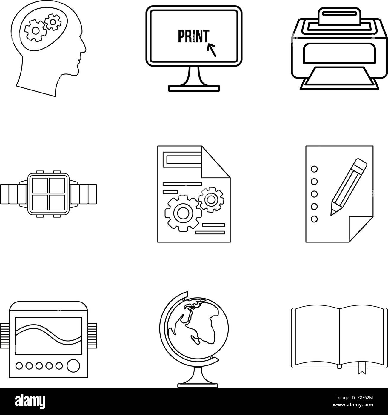 Printer icons set, outline style Stock Vector Image & Art - Alamy