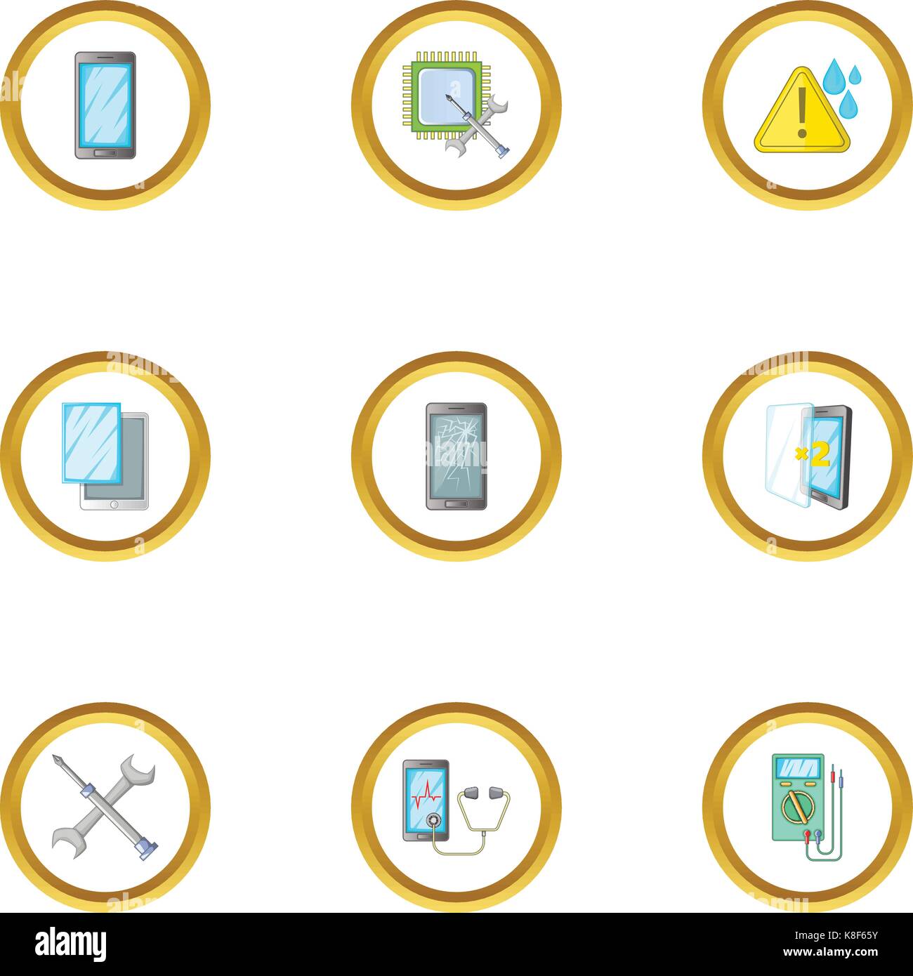 Repair phones fix icons set, cartoon style Stock Vector Image & Art - Alamy