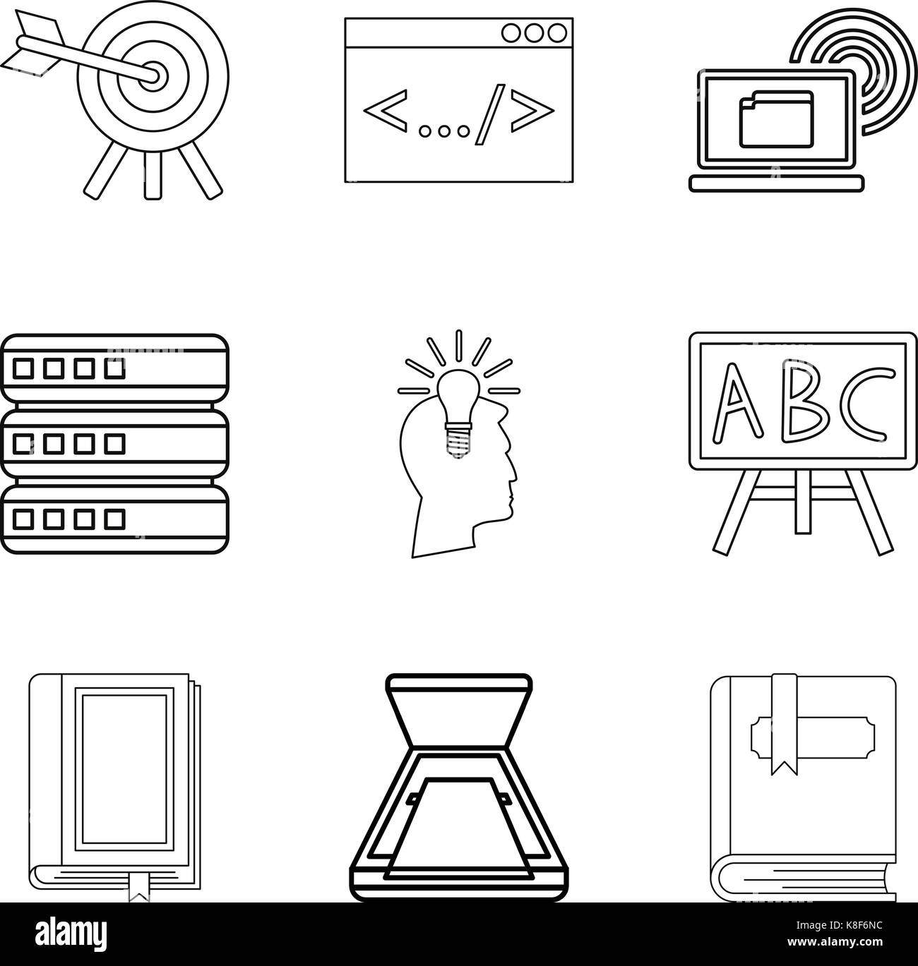 Magazine icons set, outline style Stock Vector Image & Art - Alamy