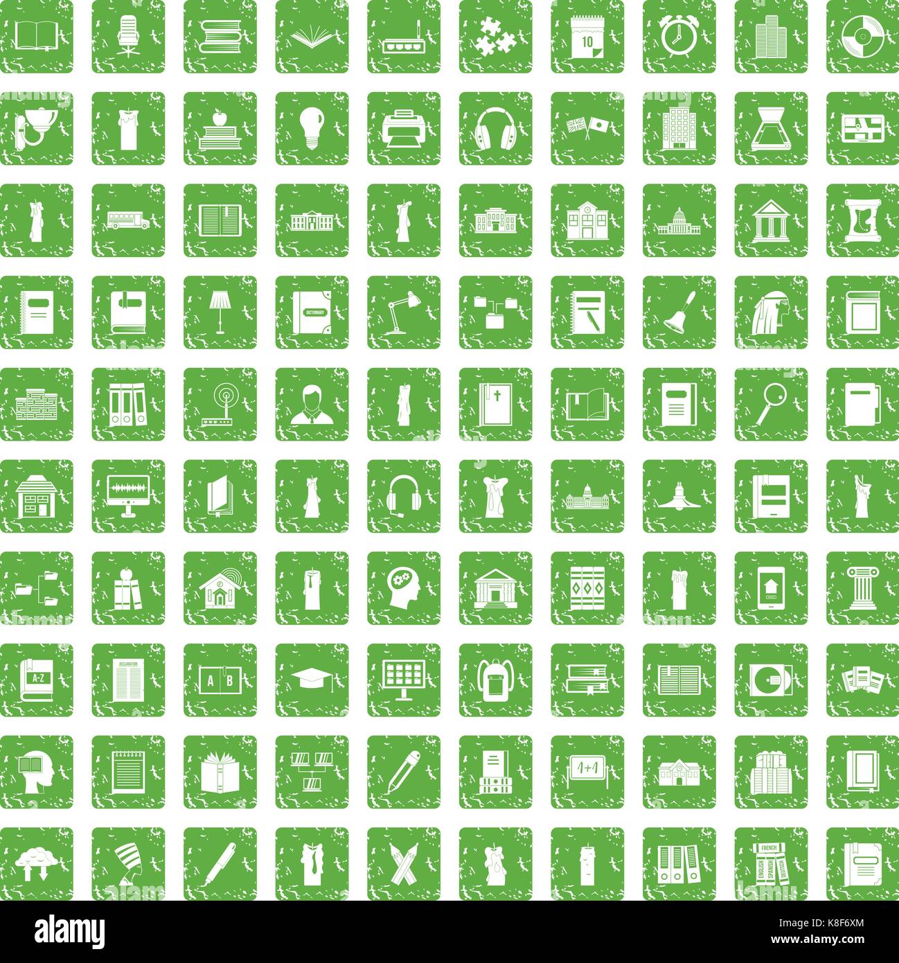 100 library icons set grunge green Stock Vector Image & Art - Alamy