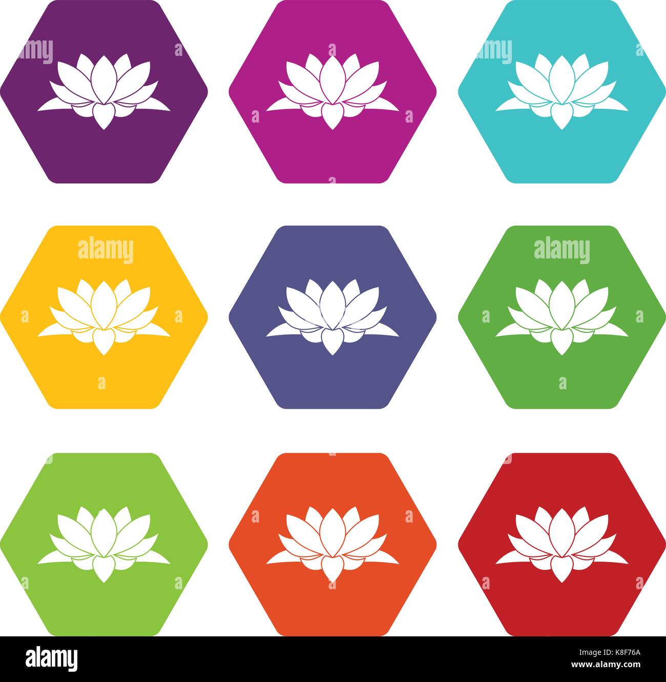 Lotus flower icon set color hexahedron Stock Vector Image & Art - Alamy