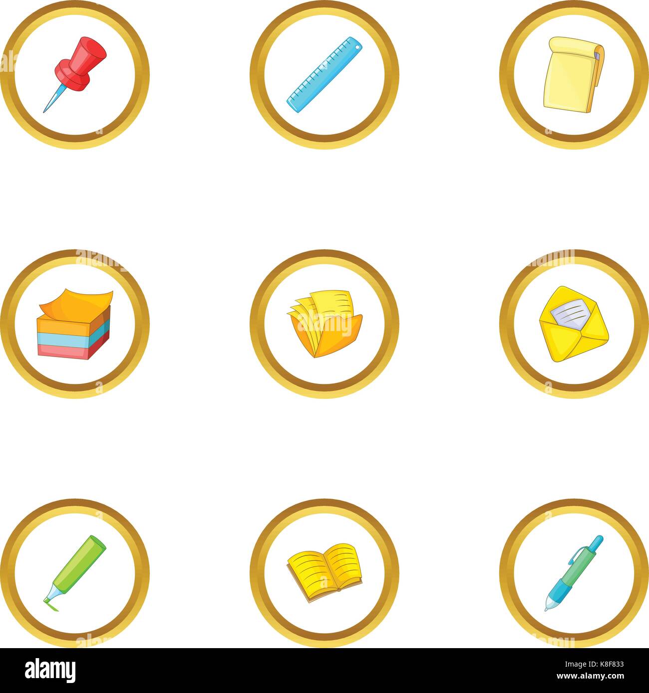 Stationery symbol icons set, cartoon style Stock Vector Image & Art - Alamy