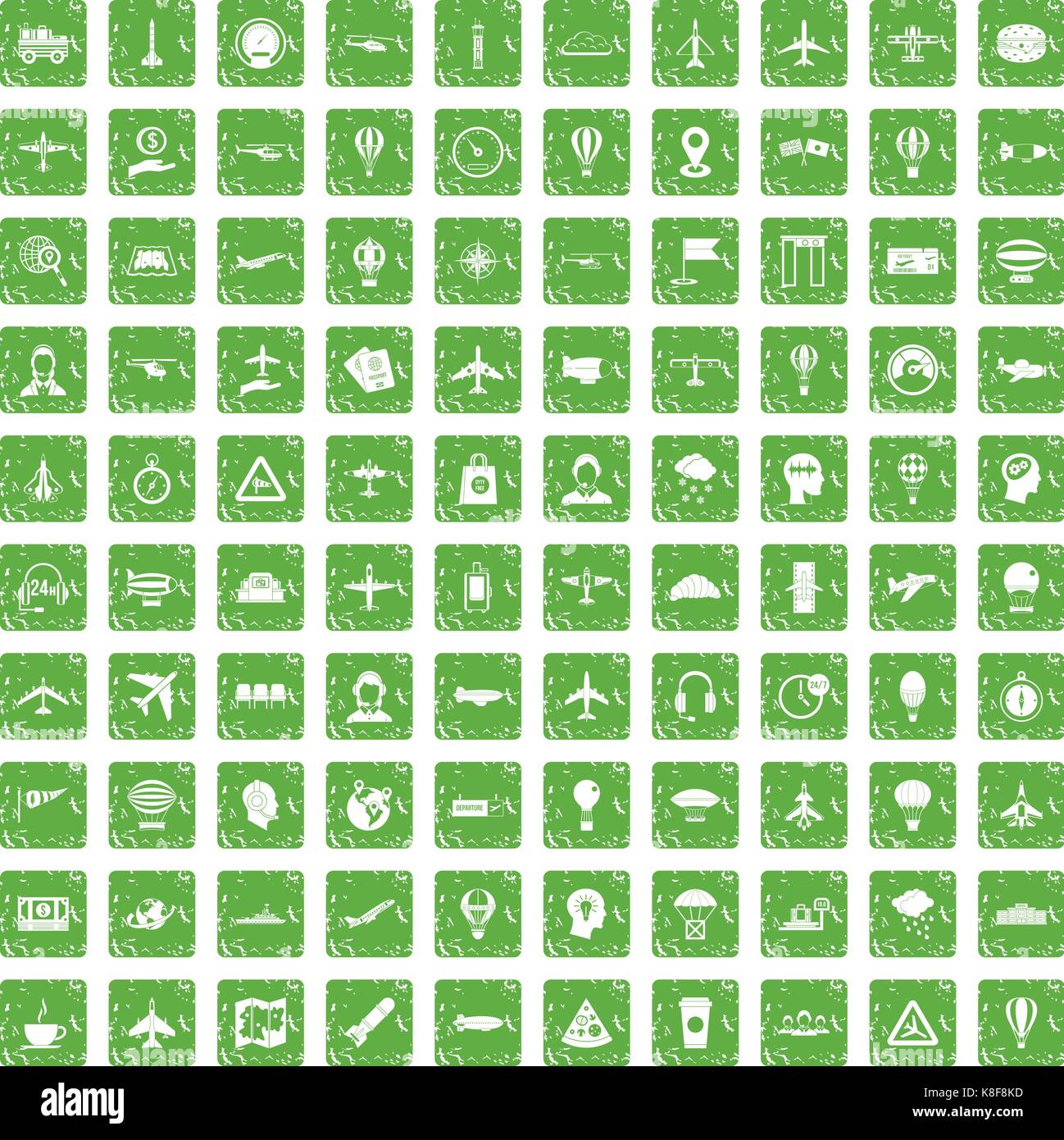 100 aviation icons set grunge green Stock Vector Image & Art - Alamy