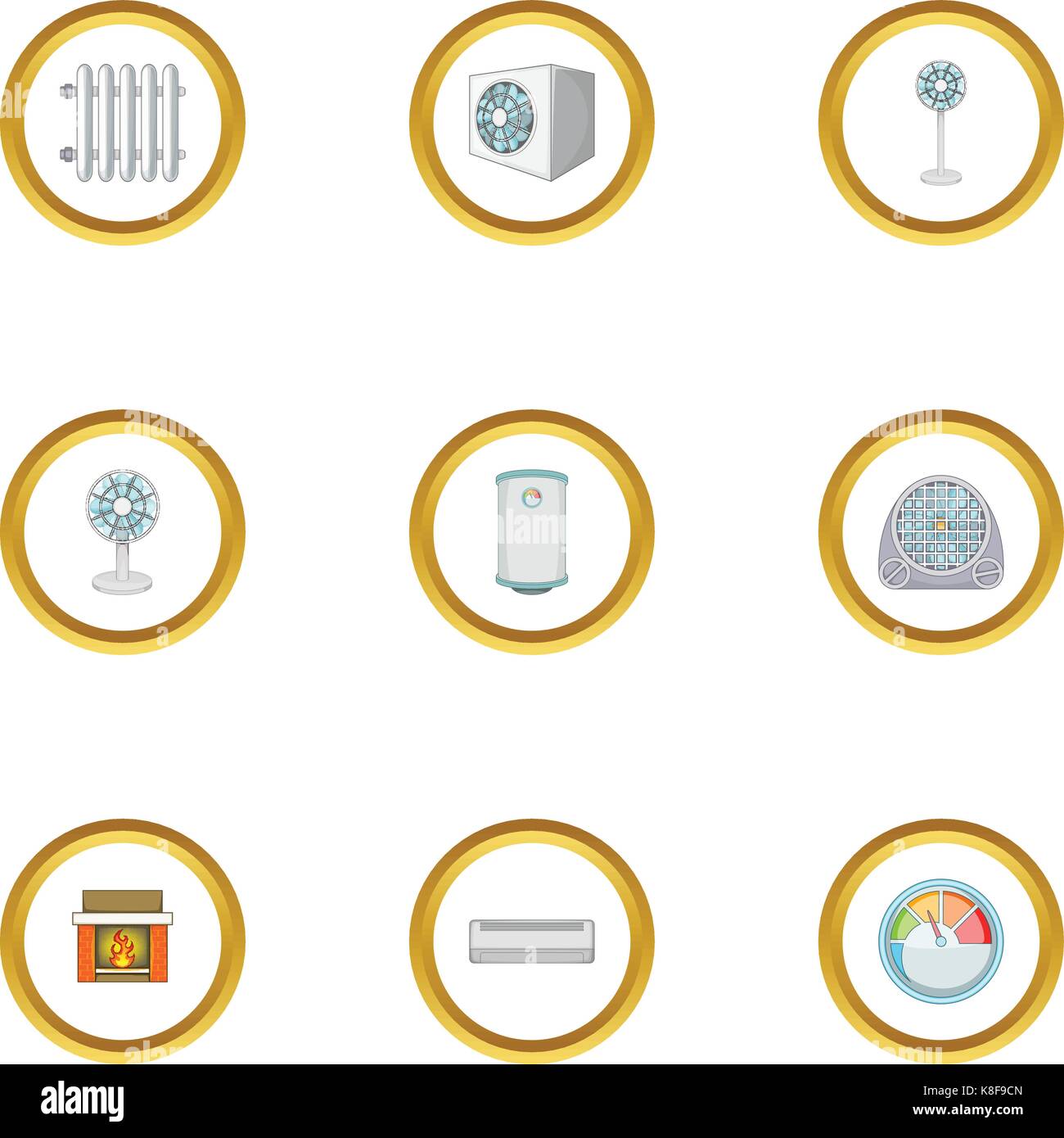 Heating icons set, cartoon style Stock Vector Image & Art - Alamy