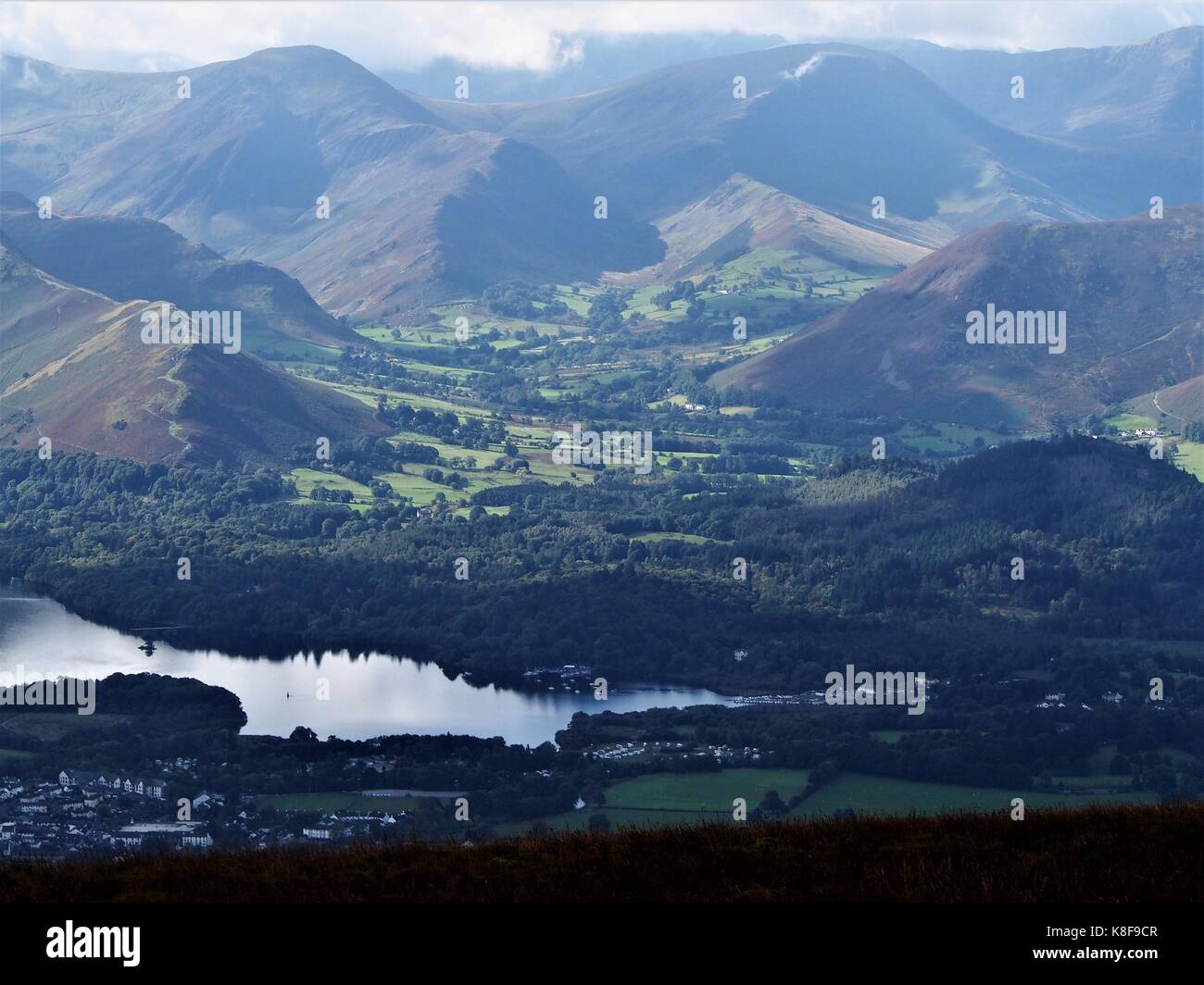 Newlands Valley with Derwentwater in front, Lake District, Cumbria ...