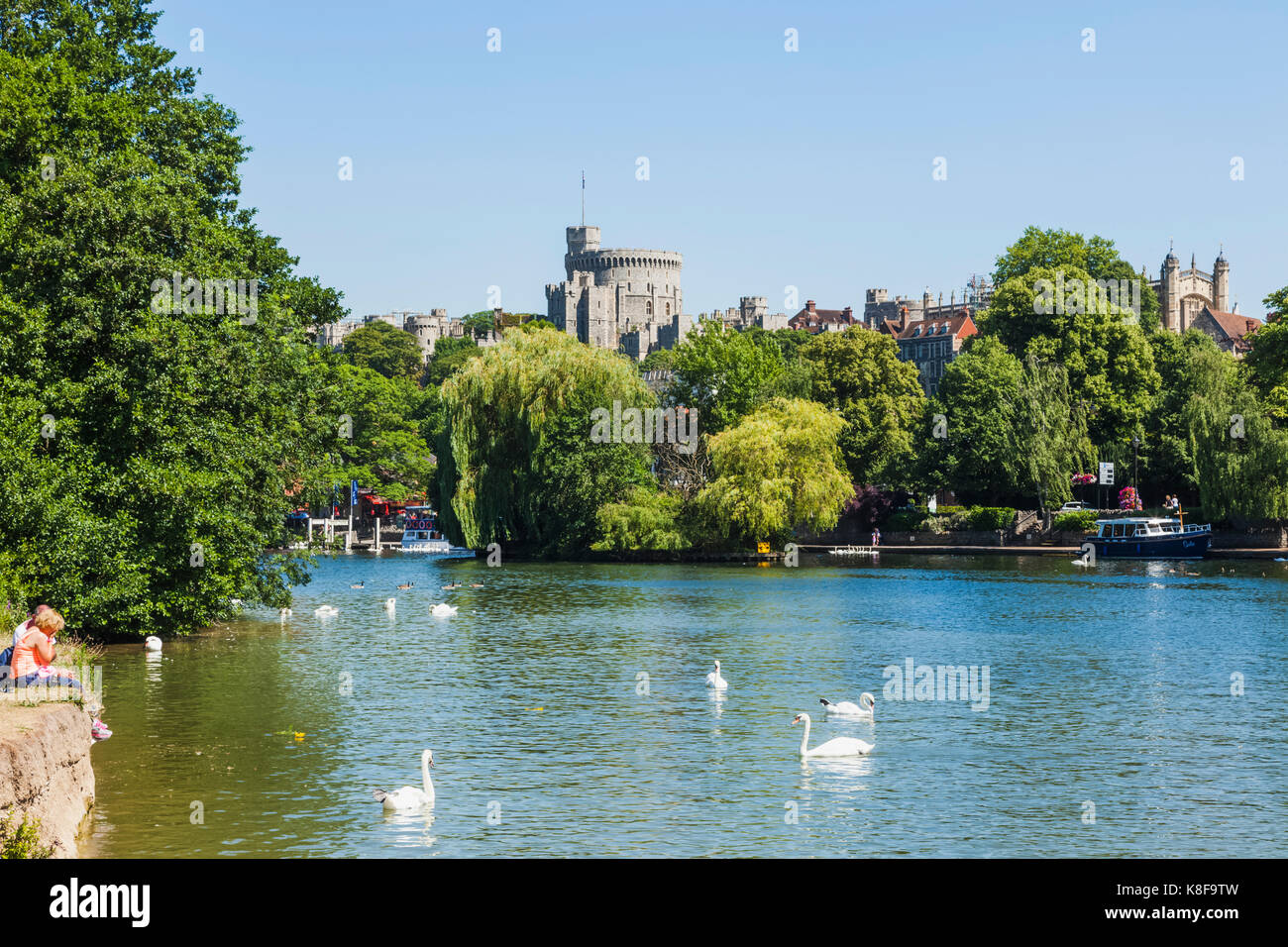 Windsor castle river boats swans hi-res stock photography and images ...