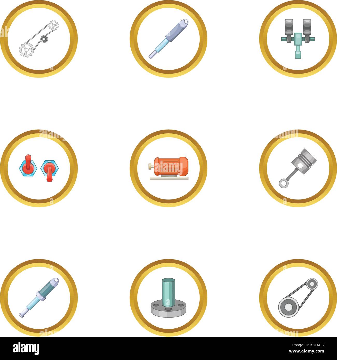 Mechanical and electrical parts icons set, cartoon style Stock Vector ...