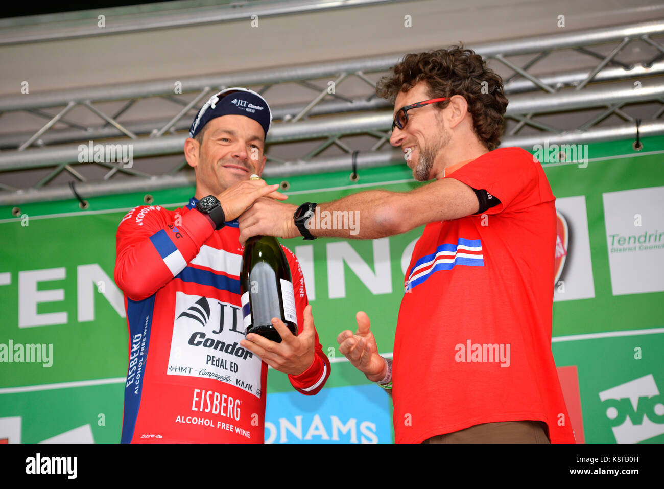 Graham Briggs on the podium having won sprint class stage 5 time trial ...