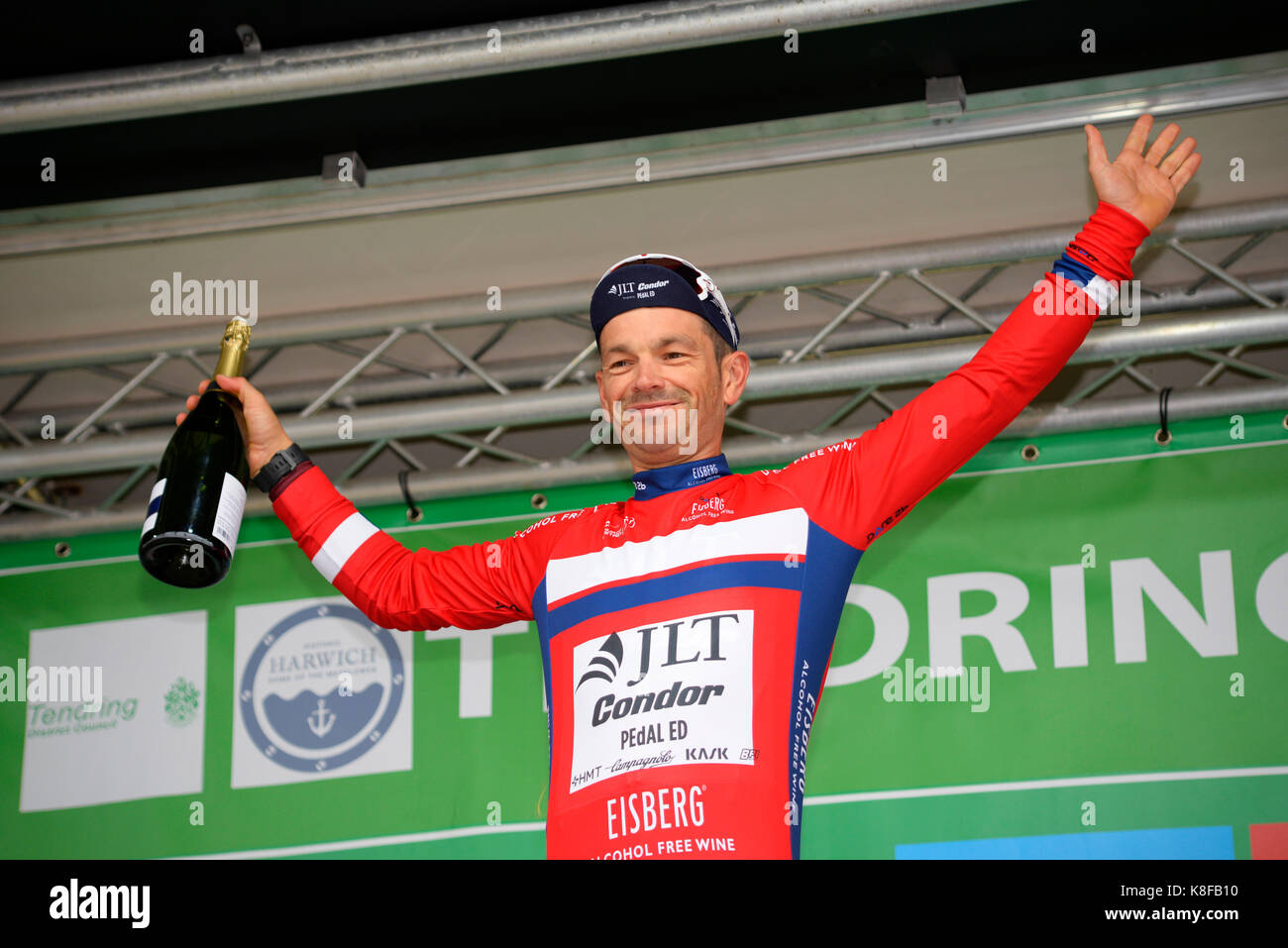 Graham Briggs on the podium having won sprint class stage 5 time trial ...