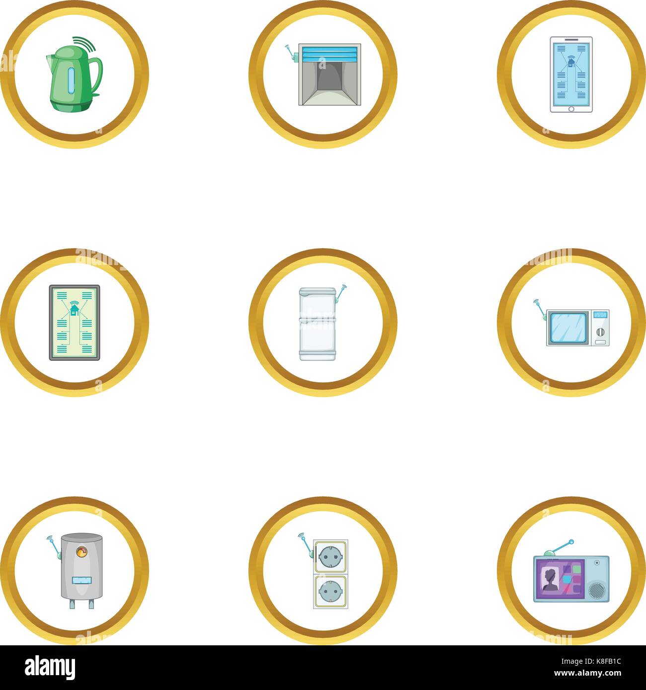 Smart home automation icons set, cartoon style Stock Vector Image & Art ...