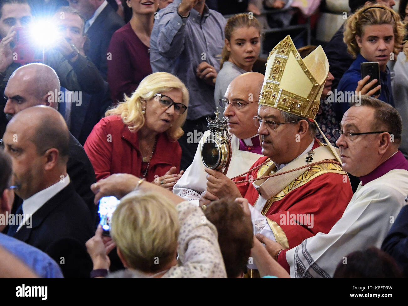 In the Cathedral of Naples, Cardinal Crescenzio Sepe in the presence of ...