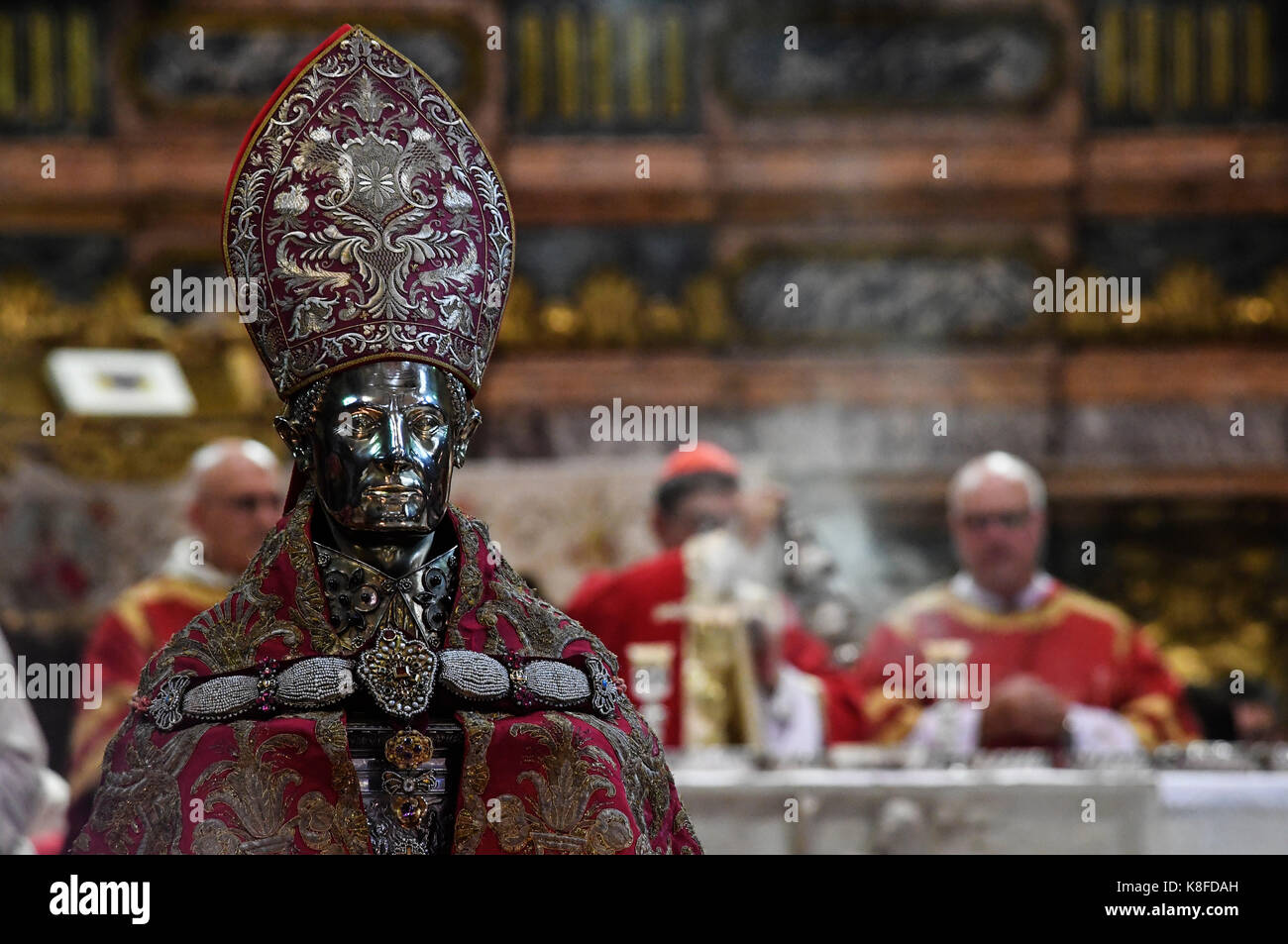 In the Cathedral of Naples, Cardinal Crescenzio Sepe in the presence of ...