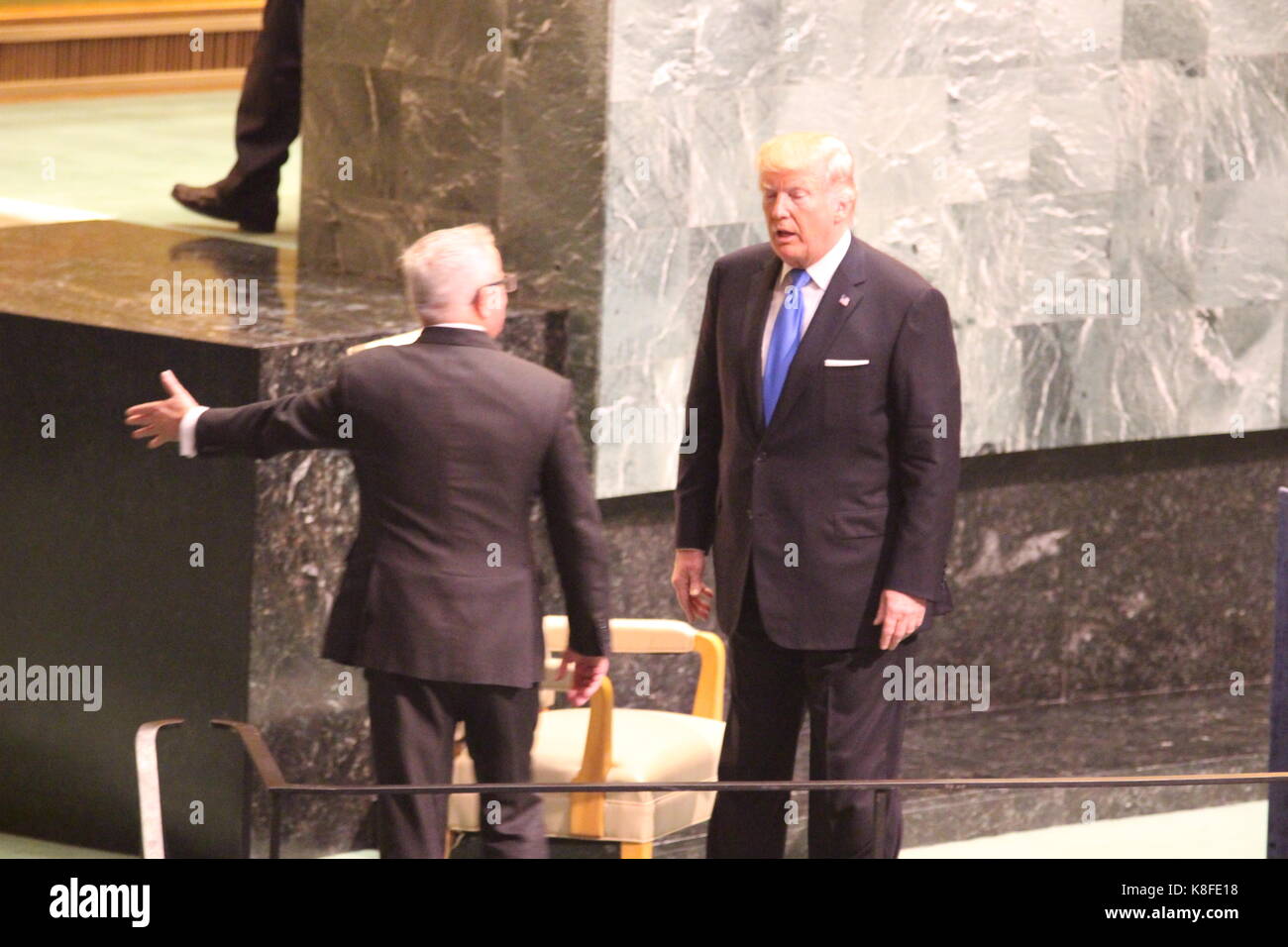 UN, New York, USA. 19th Sep, 2017. Donald Trump gave his first speech ...