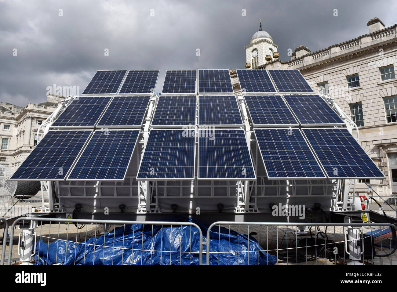London, UK. 19th Sep, 2017. Solar panels power a machine known as ...