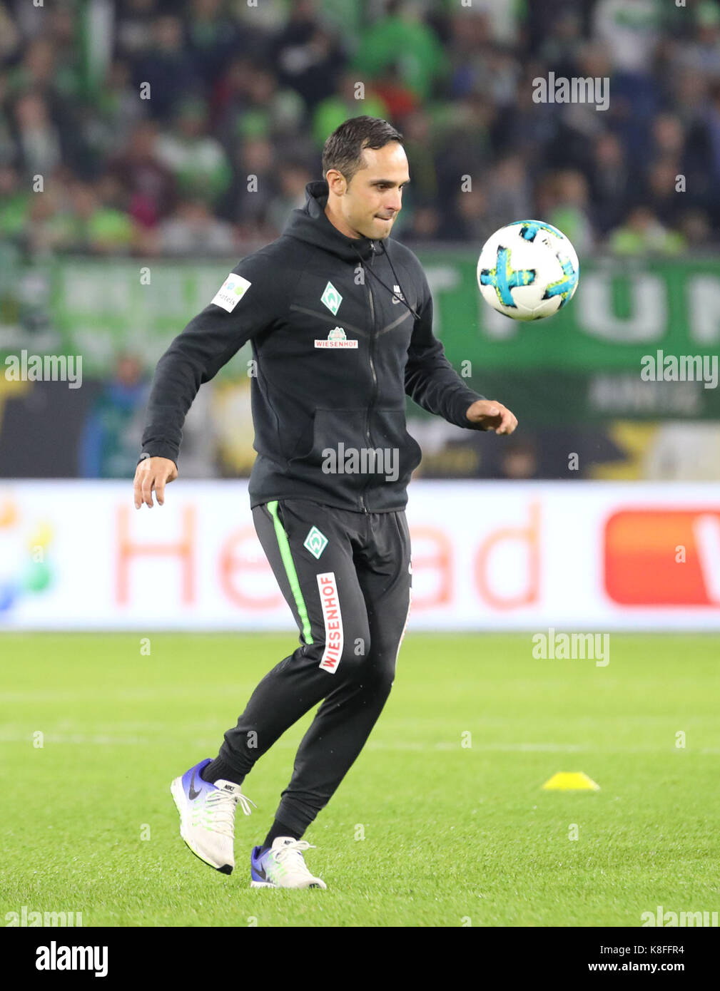 Wolfsburg, Germany. 19th Sep, 2017. Bremen's coach Alexander Nouri seen ...