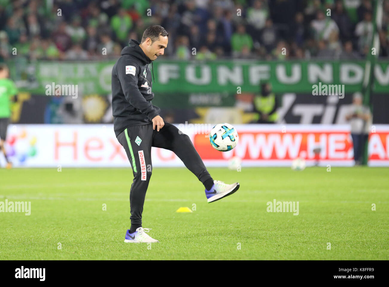 Wolfsburg, Germany. 19th Sep, 2017. Bremen's coach Alexander Nouri seen ...