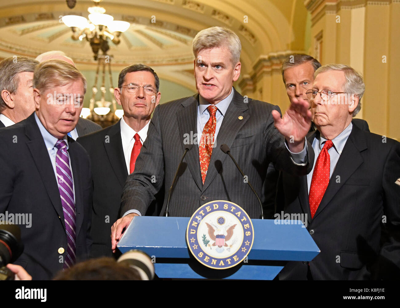 United States Senator Bill Cassidy (Republican of Louisiana) speaks to ...