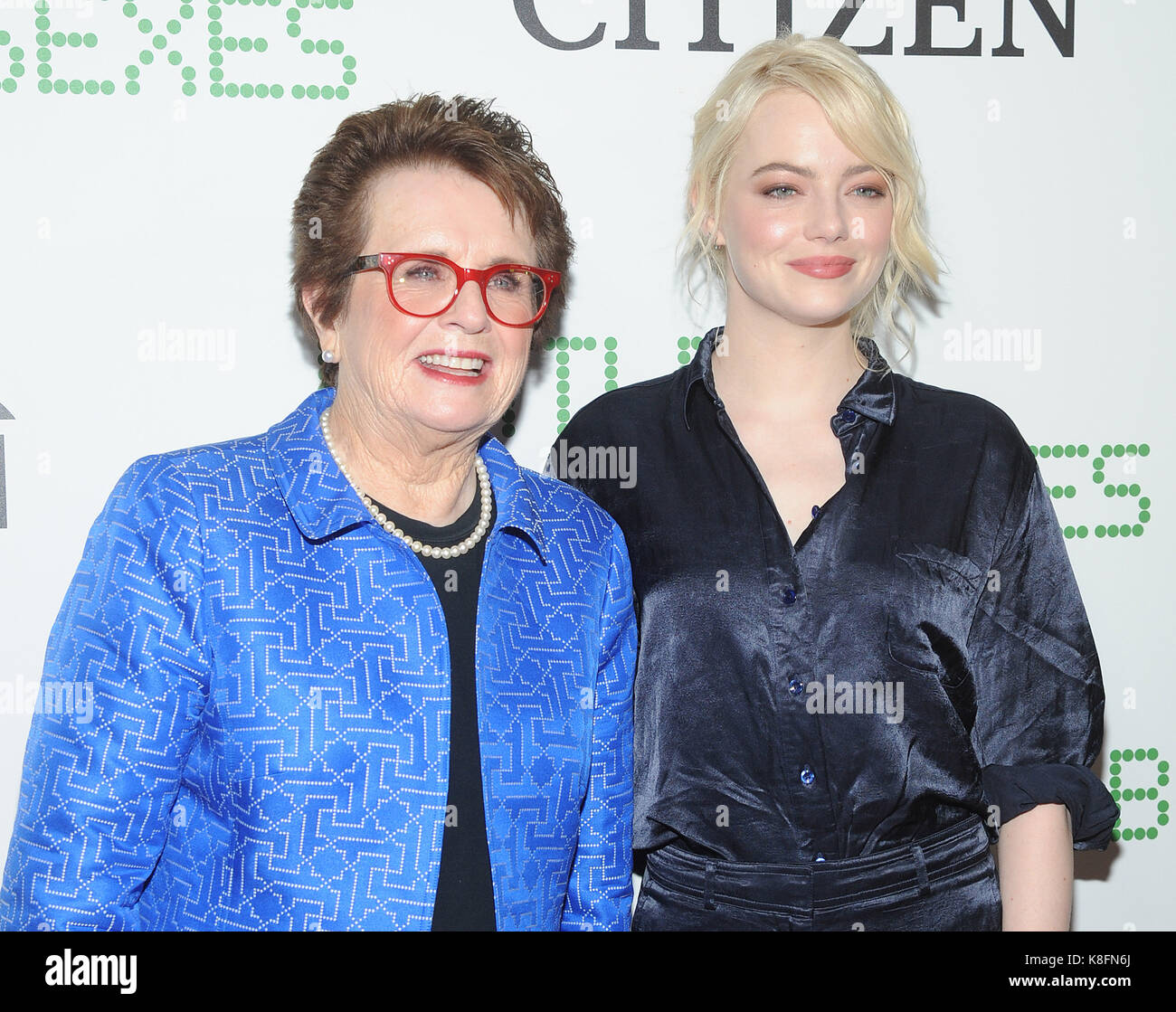 New York, NY, USA. 19th Sep, 2017. Billy Jean King and Emma Stone ...