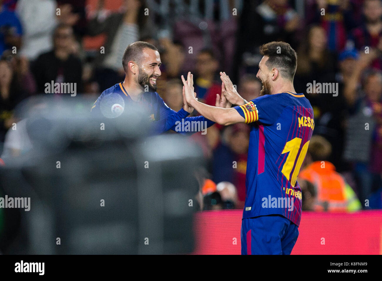 SPAIN - 19th of September: Lionel Messi celebrates scoring the goal ...