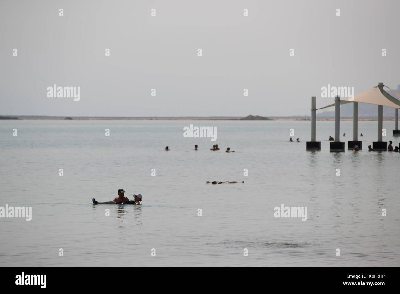 Ein Bokek, Israel. 20th Sep, 2017. People relax in the Dead Sea at Ein Bokek, Israel, Sept. 19 ...