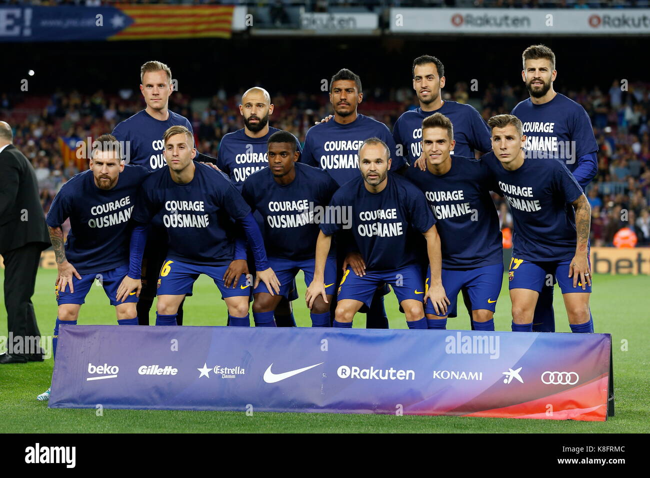 Barcelona, Spain. 19th Sep, 2017. Barcelona team group line-up ...
