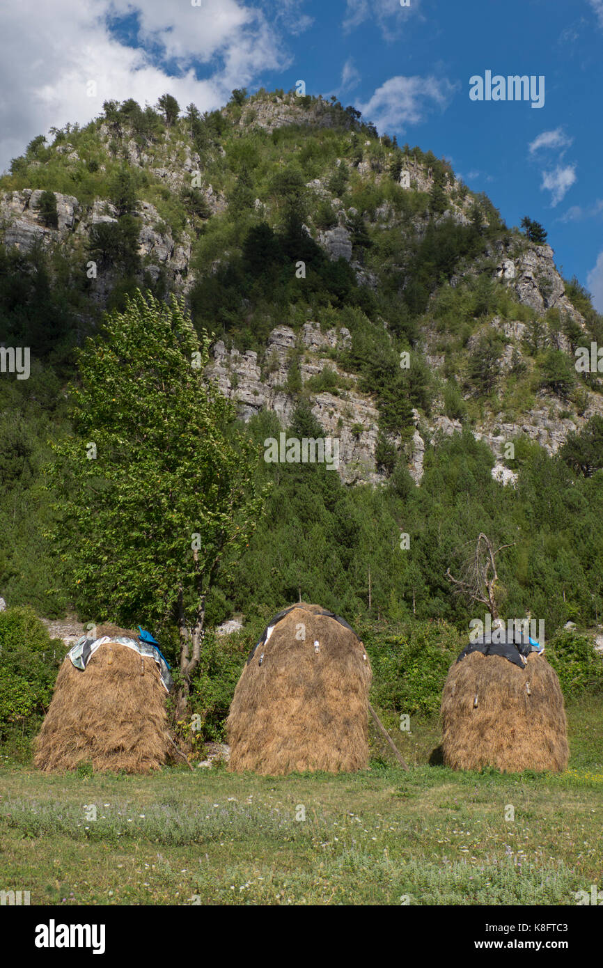 Traditional farmhouse in the Albanian Alps near Thethi, on the western ...