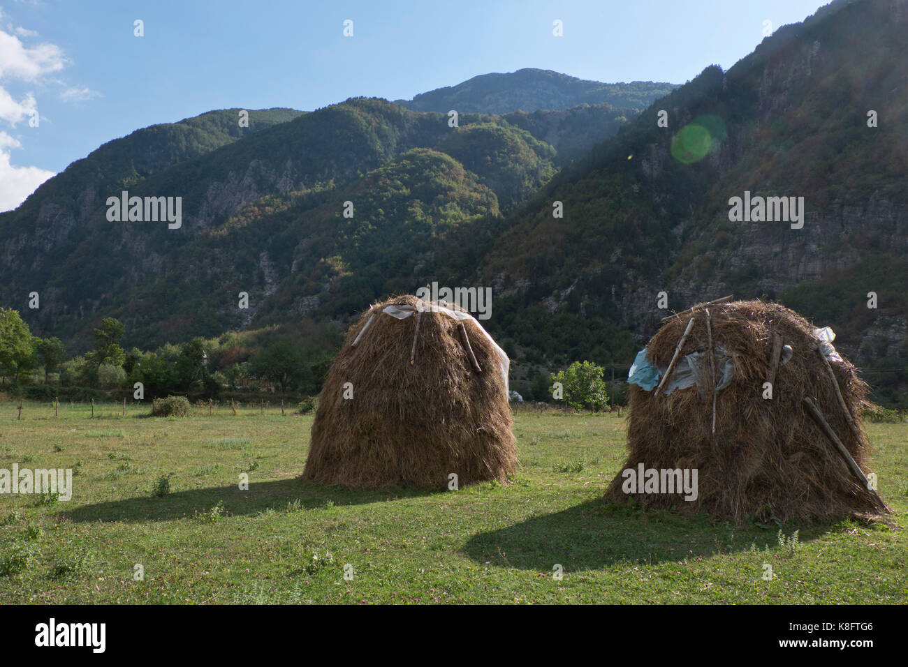 Traditional farmhouse in the Albanian Alps near Thethi, on the western ...