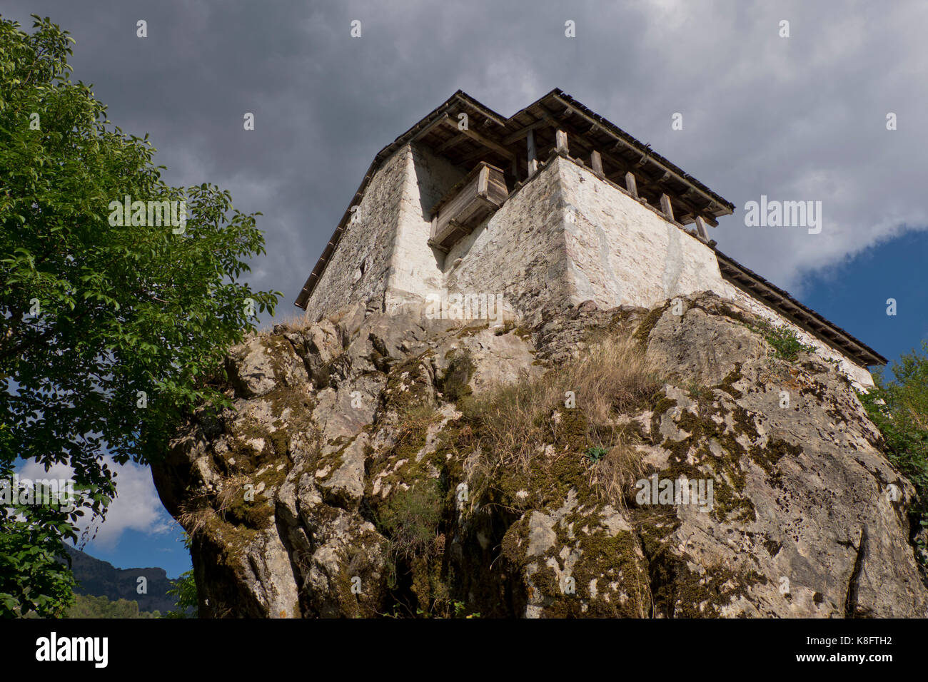 Traditional farmhouse in the Albanian Alps near Thethi, on the western ...