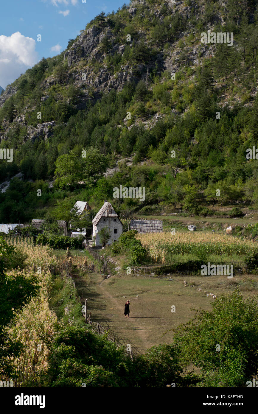 Farm in the Albanian Alps near Thethi, on the western Balkan peninsula ...