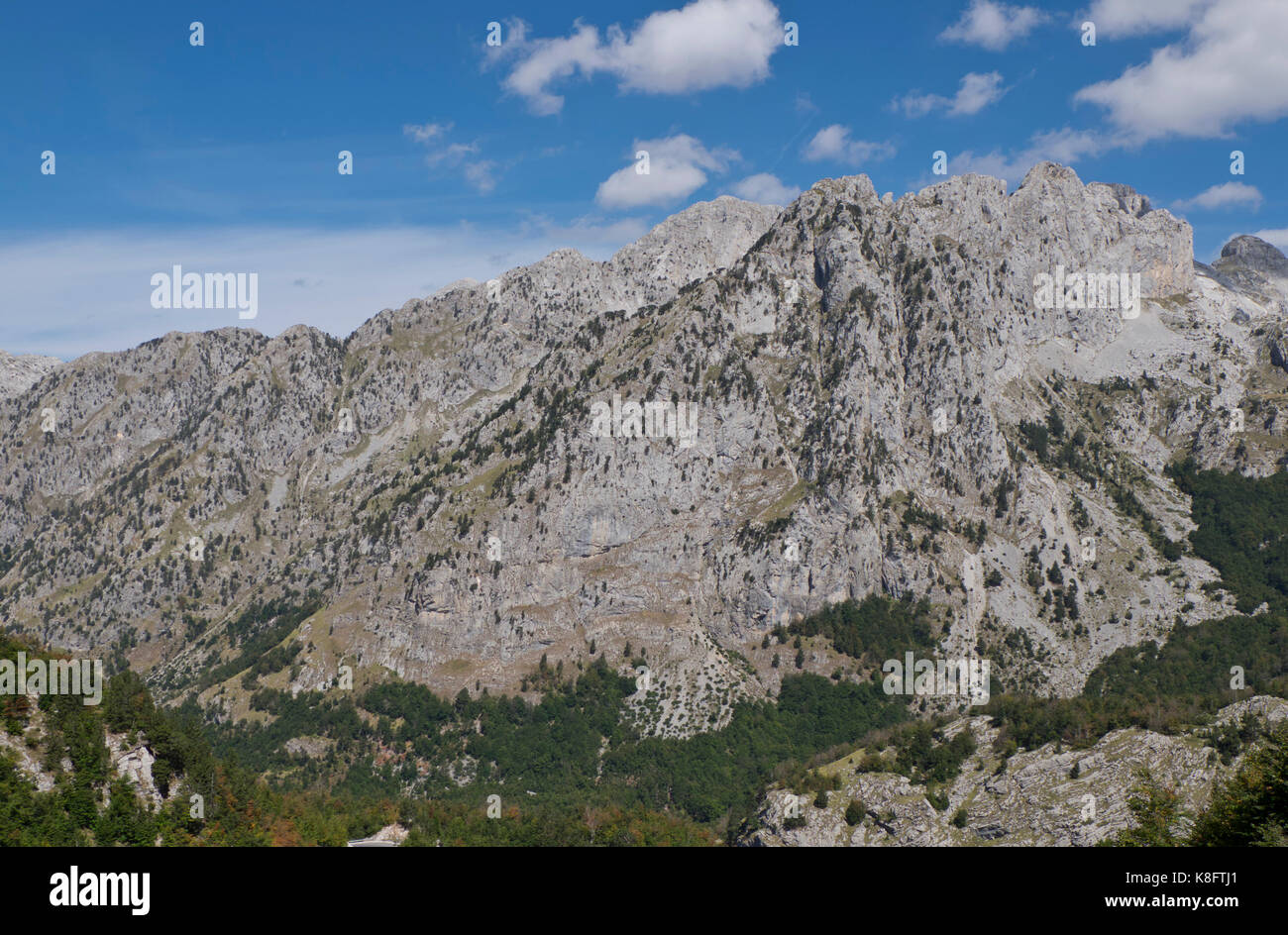 View of the Albanian Alps near Thethi, on the western Balkan peninsula ...