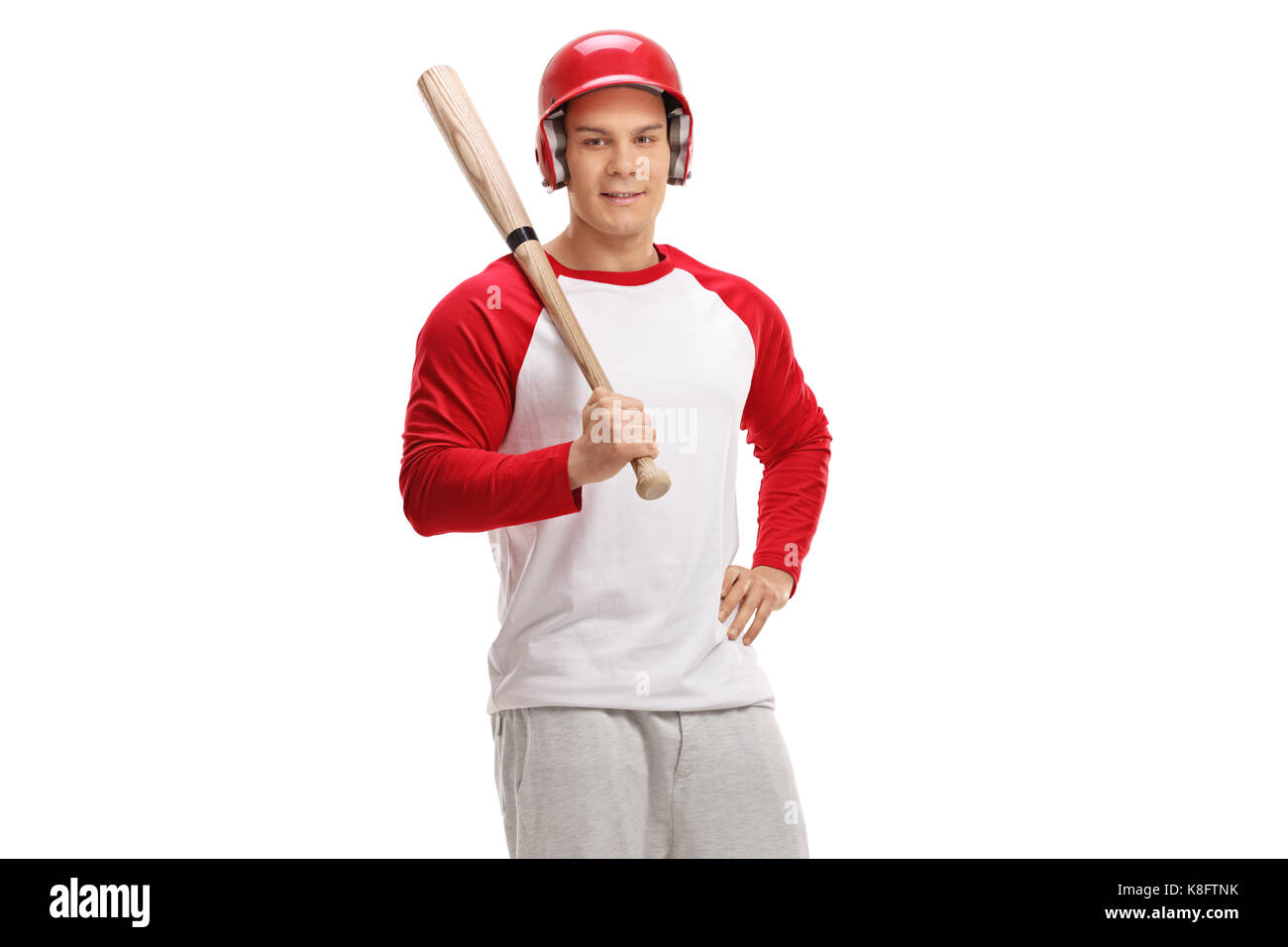 Baseball player with a bat isolated on white background Stock Photo - Alamy