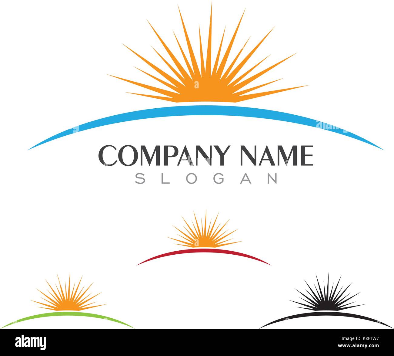 sun Logo Icon Vector Template.Sun over horizon Stock Vector Image & Art ...