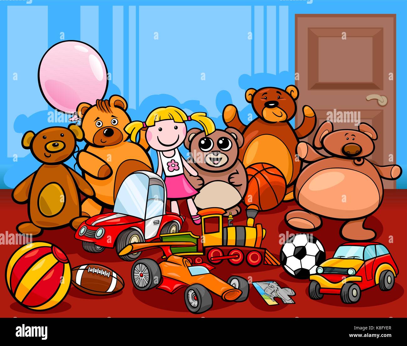 Cartoon Illustration of Toys Objects Characters Group Stock Vector ...