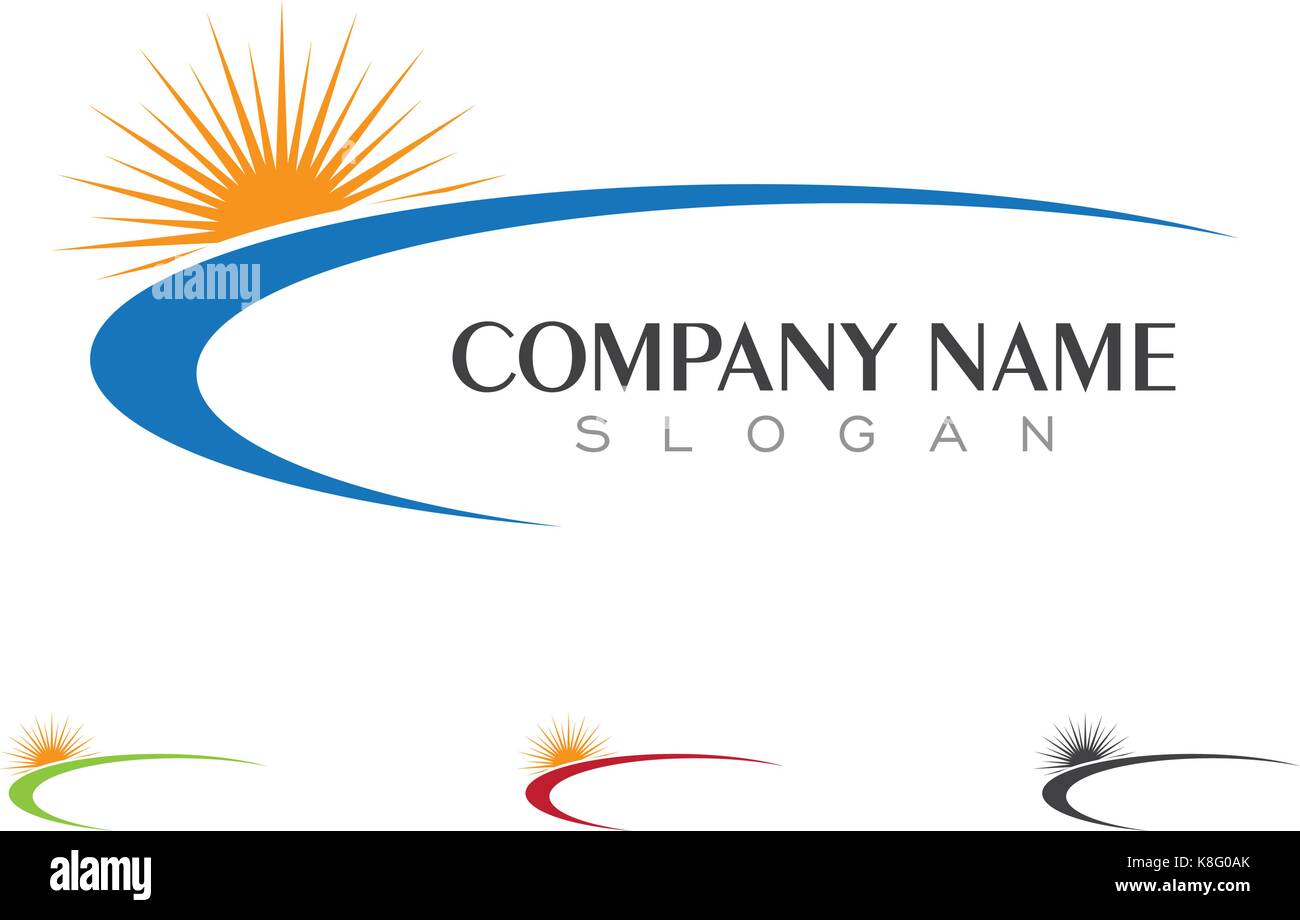 sun Logo Icon Vector Template.Sun over horizon Stock Vector Image & Art ...