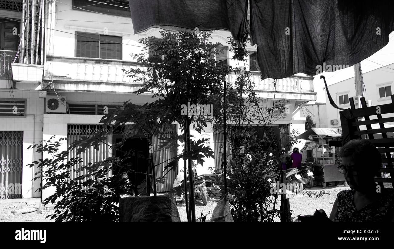 City Bus route1 near Chbar Ampov Monivong Bridge bus stop in Phnom Penh ...