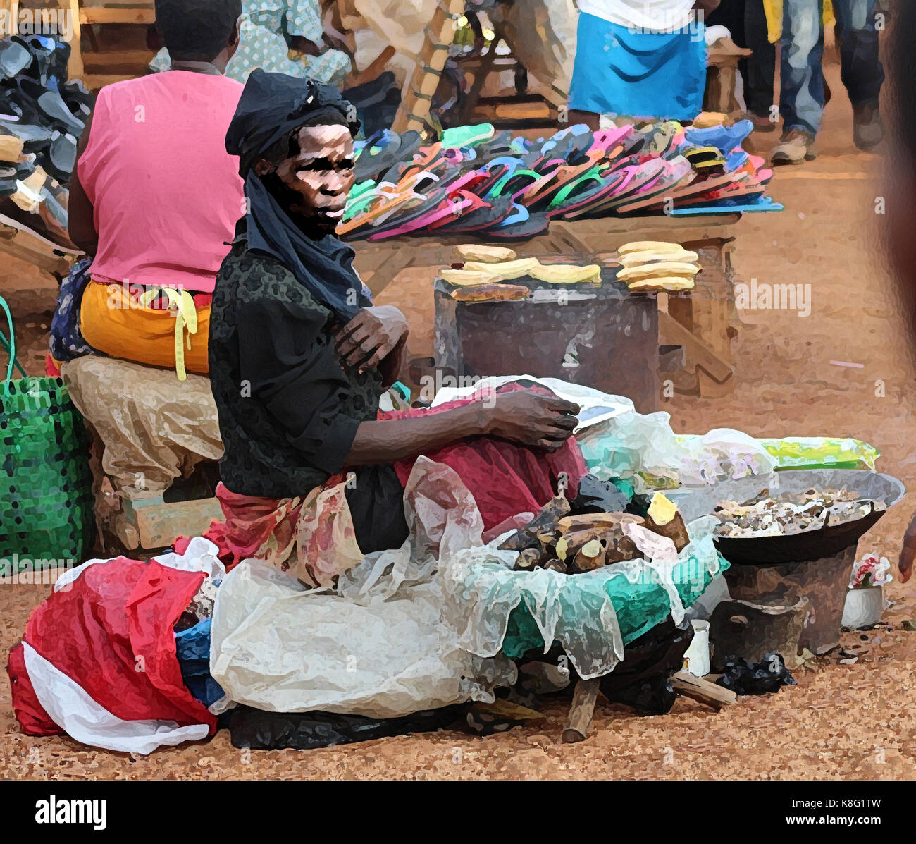 Food Vendors in a local market, Uganda Stock Photo - Alamy