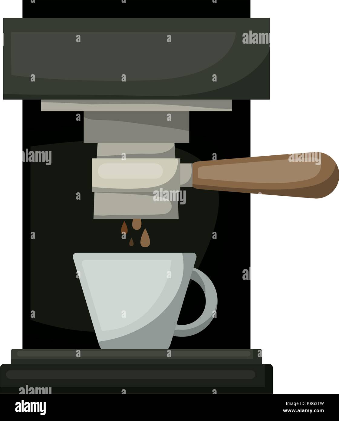 coffee espresso machine front view in realistic colorful silhouette on ...
