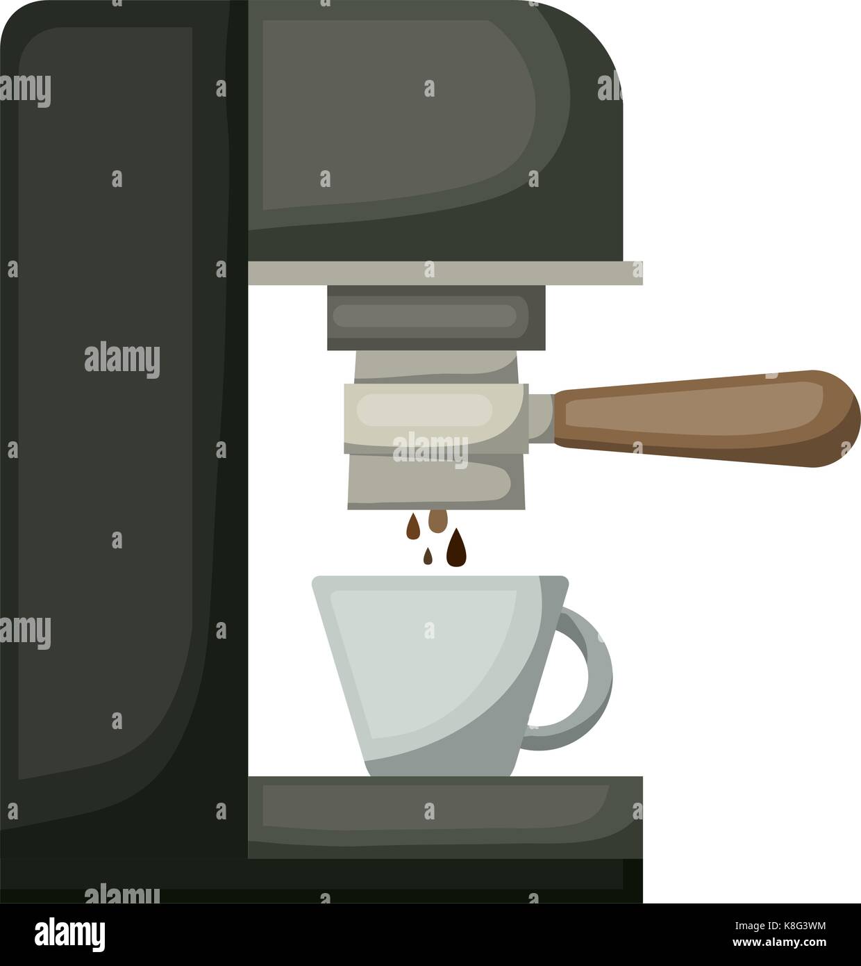 coffee espresso machine side view in realistic colorful silhouette on ...