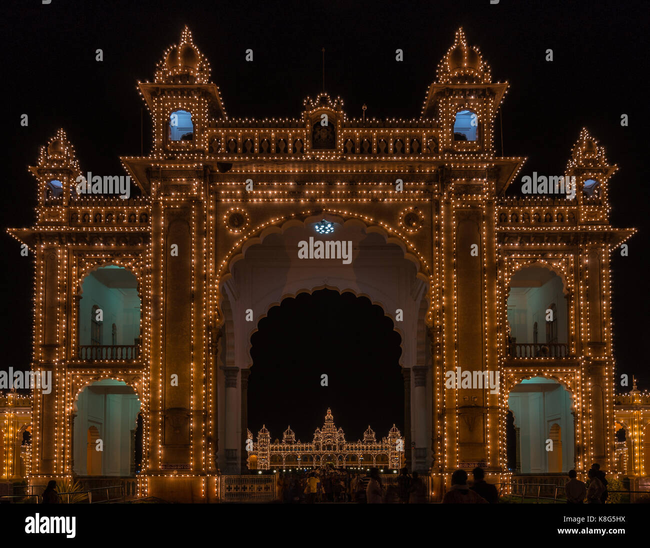 Mysore, India - October 27, 2013: Main East gate of Mysore Palace ...
