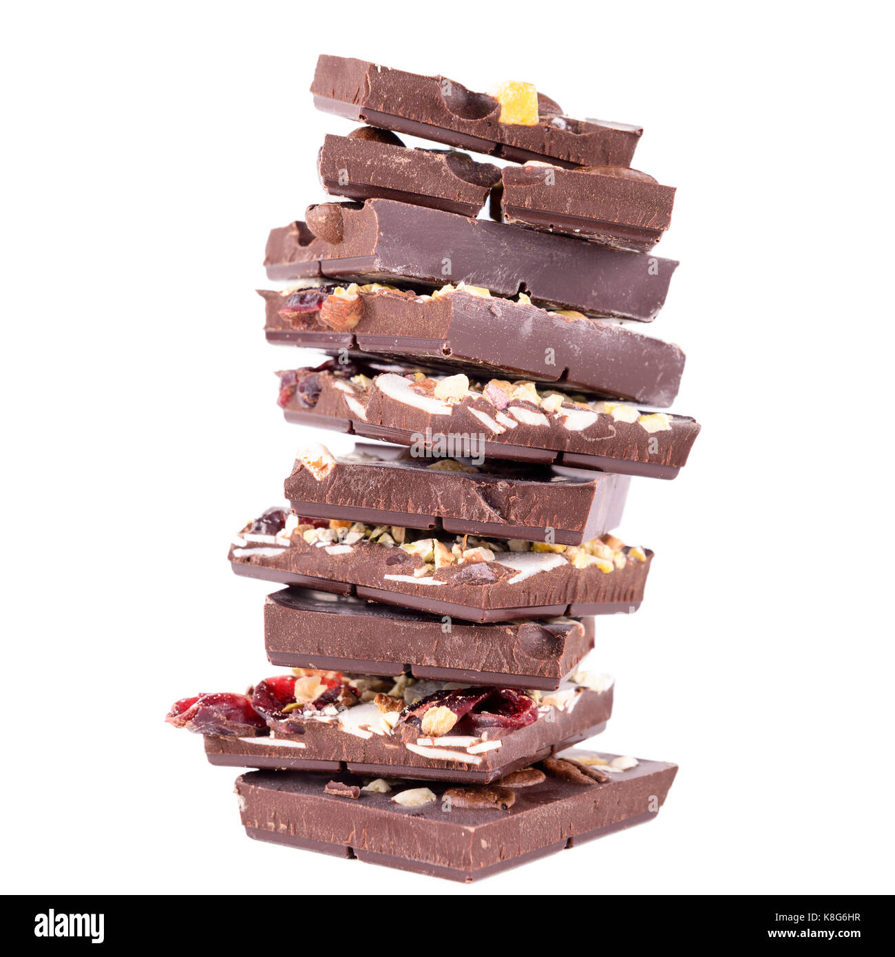 stack of chocolate on a white background Stock Photo - Alamy