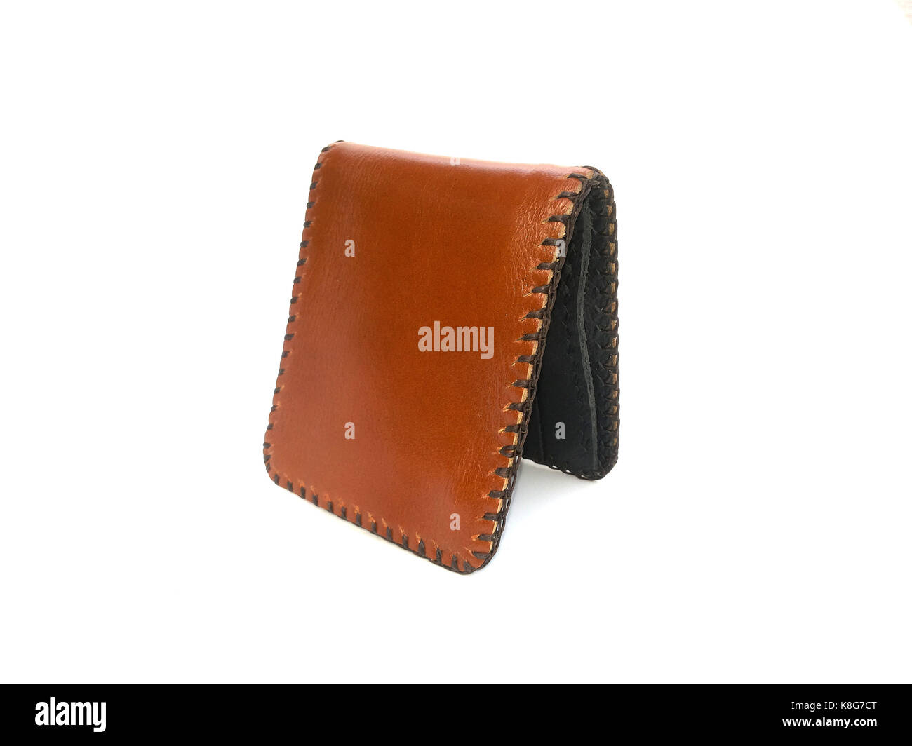 Brown Wallet leather on isolated Stock Photo - Alamy