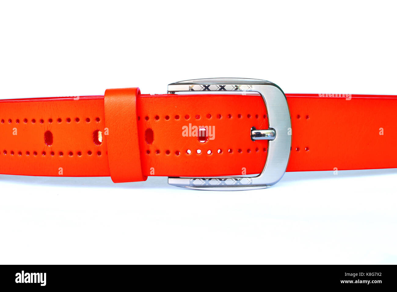 belt red color on isolated white Stock Photo - Alamy