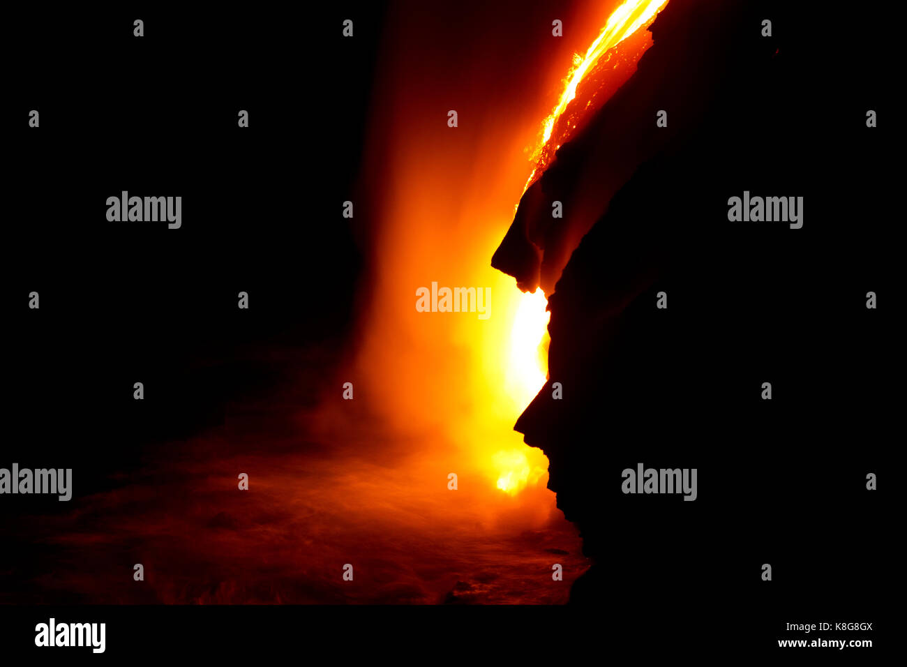 Lava flow at night in Hawaii Stock Photo - Alamy