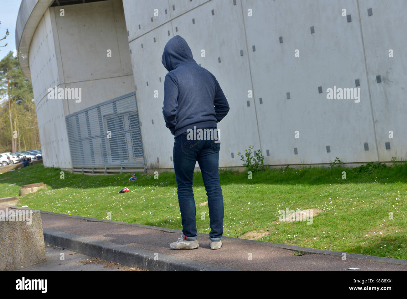 Dropping out of school. High-school student leaving the high school ...