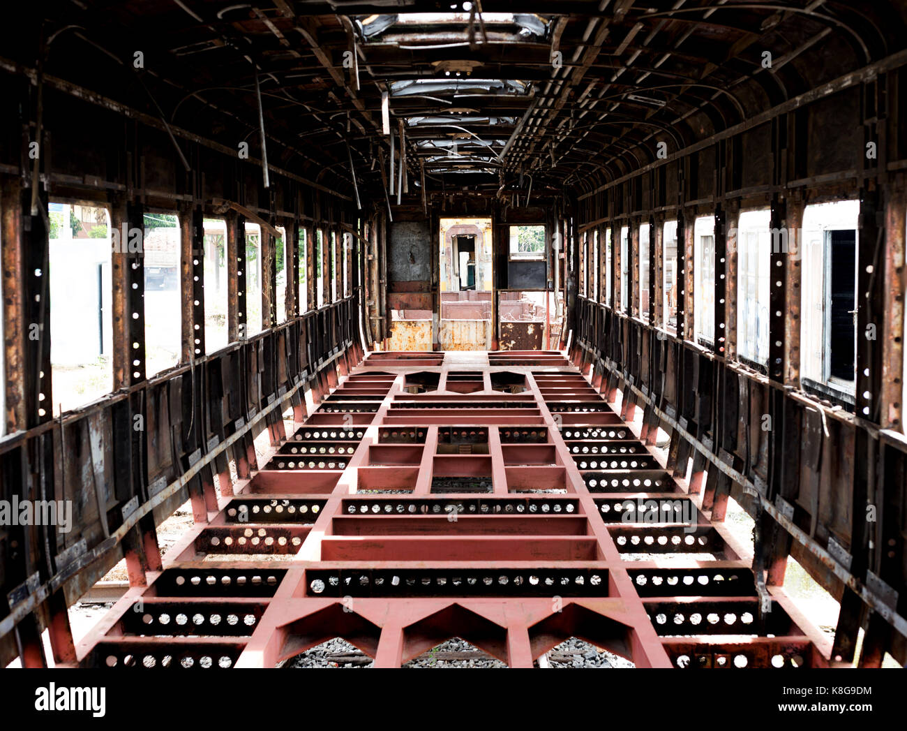 old carcase in side train for background show vintage Stock Photo - Alamy